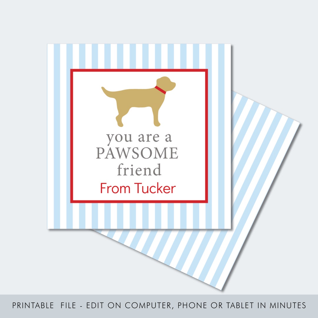 Printable Dog Valentine Printable / Puppy Valentine / School Valentine ...