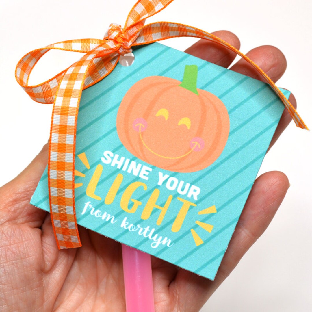 Editable Halloween Favor Tags: Pumpkin Glow Stick Tags (digital ...