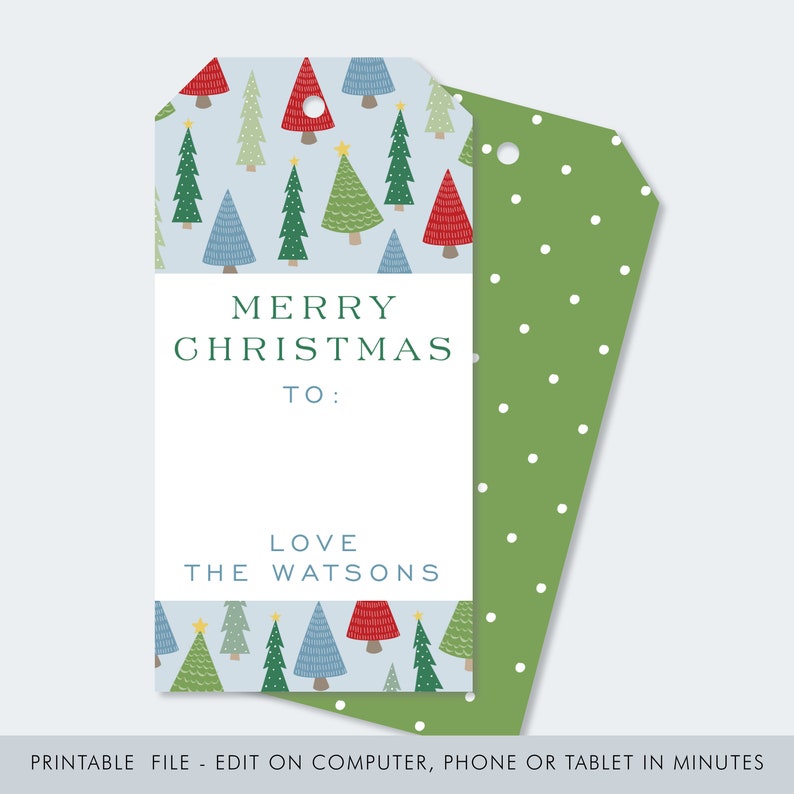 Printable Christmas Gift Tag / Christmas Tree Tag / Instant - Etsy