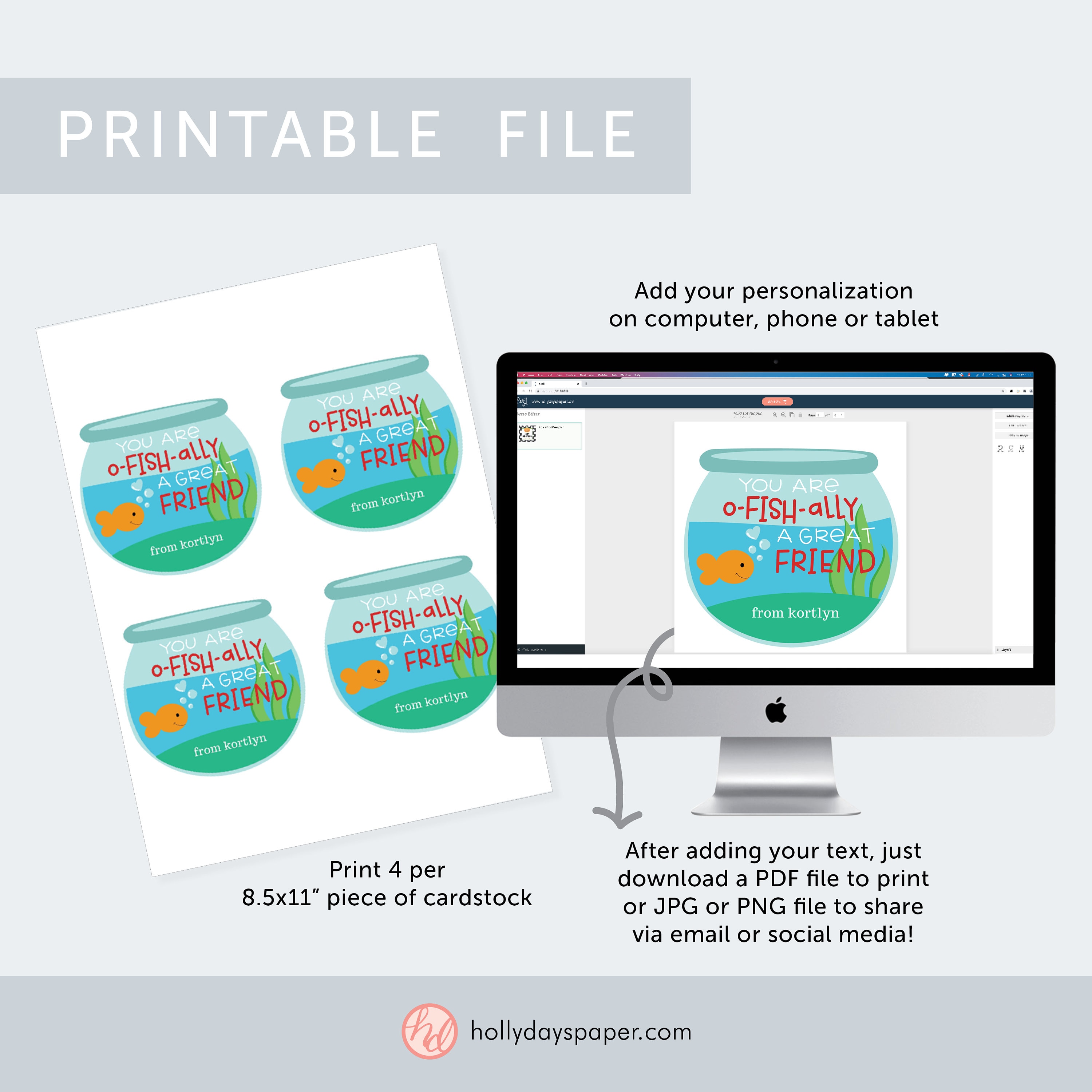 Printable Goldfish Valentine / Goldfish Valentine Printable - Etsy