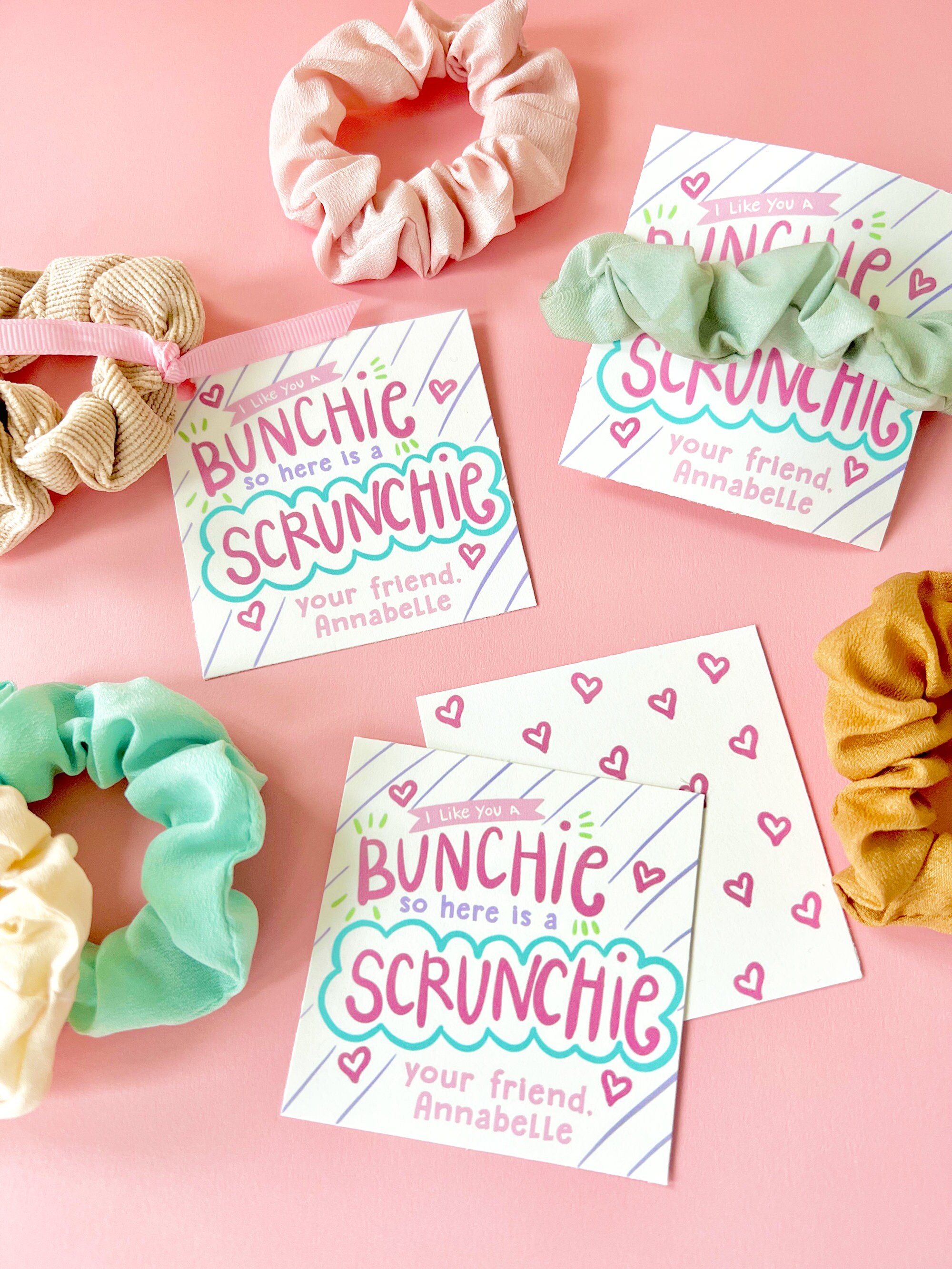 Scrunchie Printable Valentine Tag / I Like You a Bunchie - Etsy
