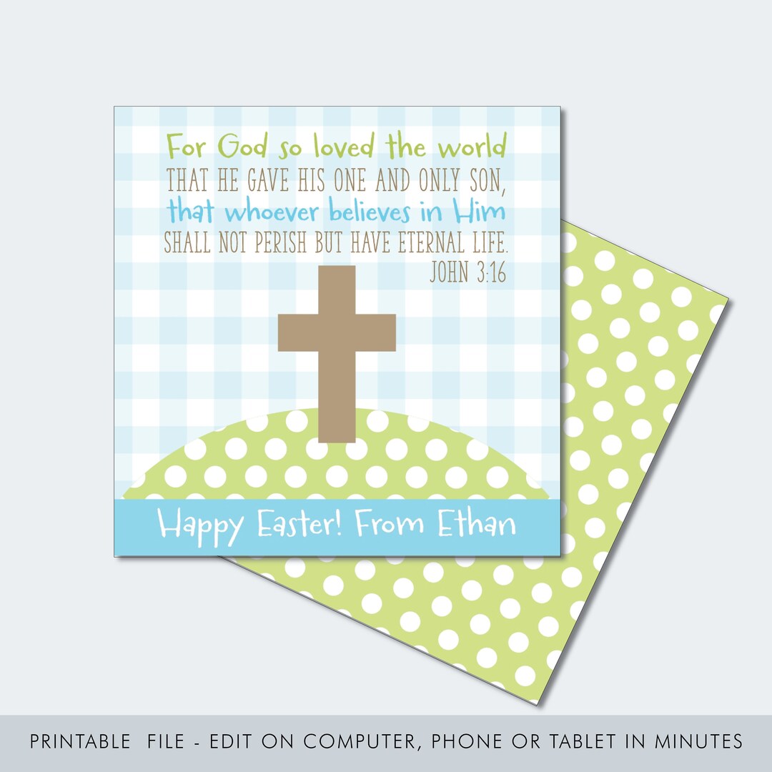Printable Cross Easter Printable / Christian Easter Tag / Easter Tag ...
