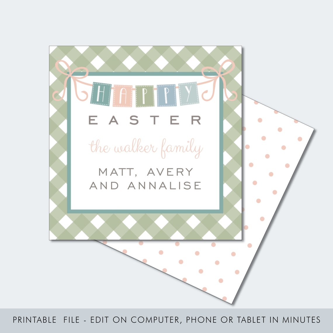 Printable Happy Easter Printable / Easter Bunny Tag / Easter Tag ...