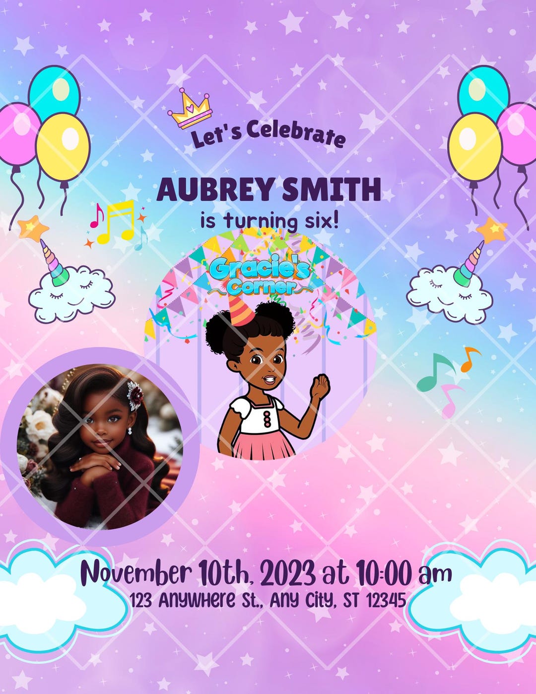 Editable Gracie's Corner Birthday Invitation | Gracie's Template ...