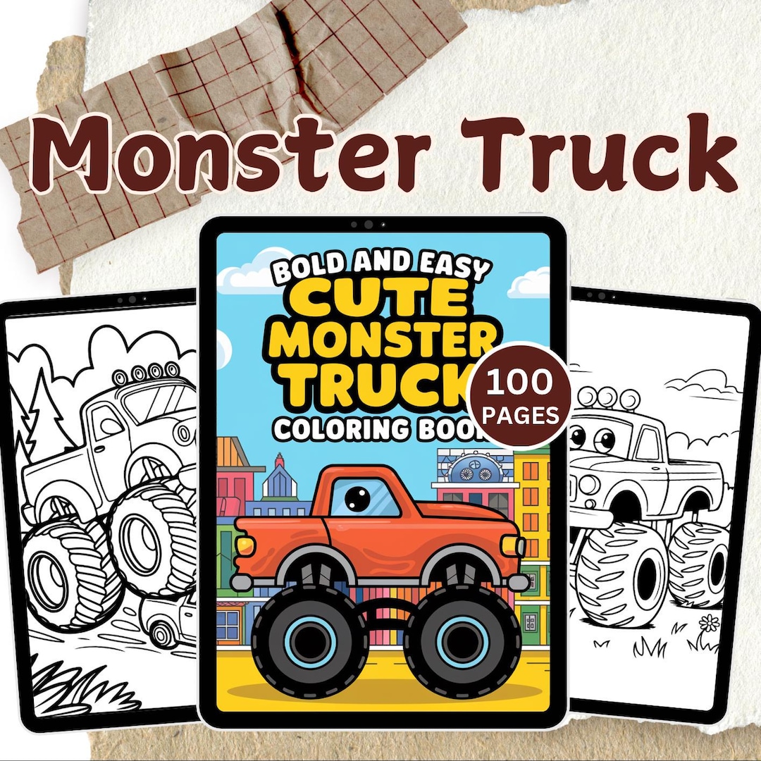 100 Pages Monster Truck Coloring Pages, Truck Coloring Book, Kids ...