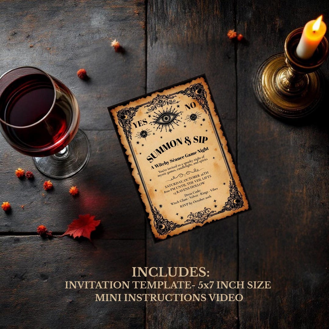 Editable Witch Séance Invitation Template/spirit Board Halloween Party ...