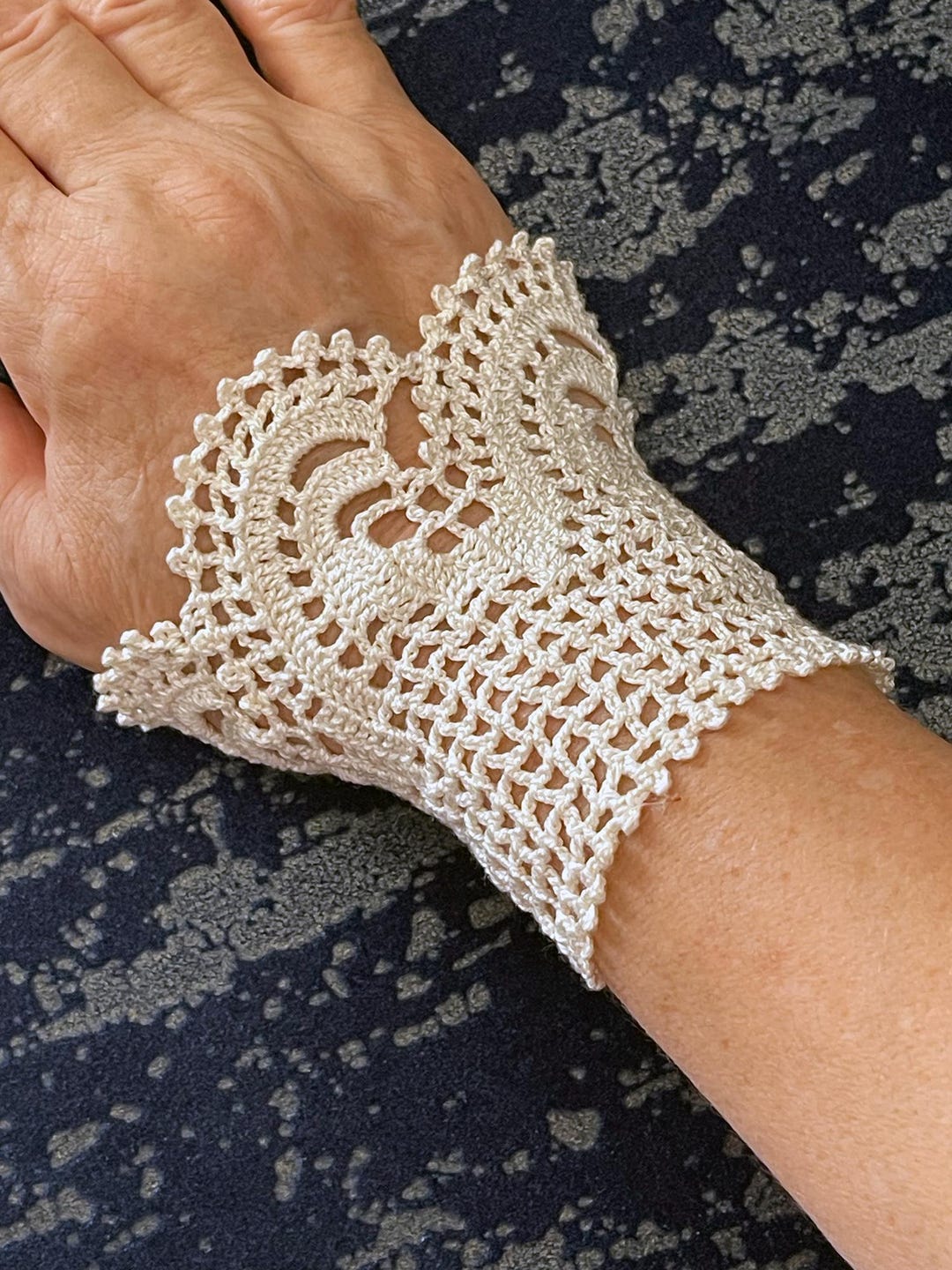Crochet Lace Fingerless Gloves Pattern: Ecru Wedding Cuffs (PDF Pattern ...