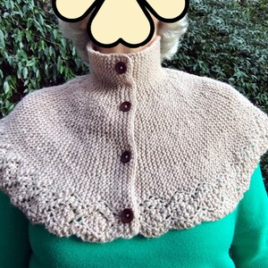 Women's Capelet Knit Pattern With Delicate Lace Edge Detail, Shoulder ...