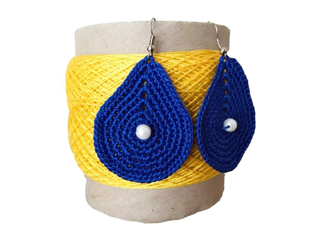 Crochet Pattern, Rain Drop Earrings, Earrings Pattern, Pearl Earrings ...