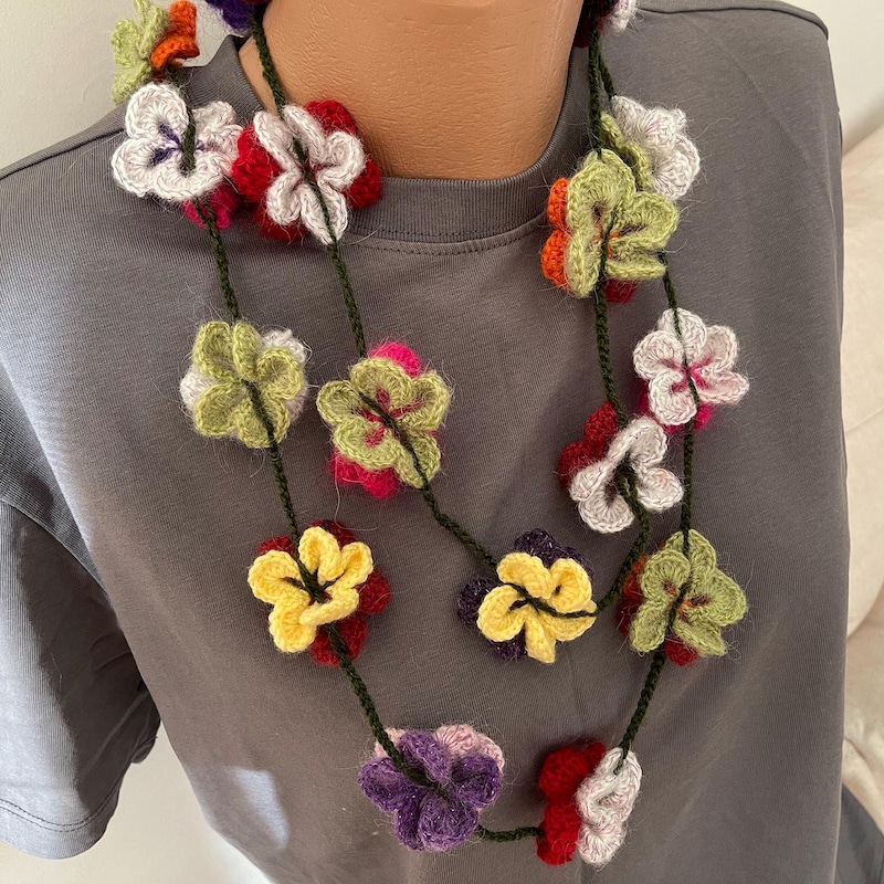 Crochet Flower Scarf Pattern - Etsy