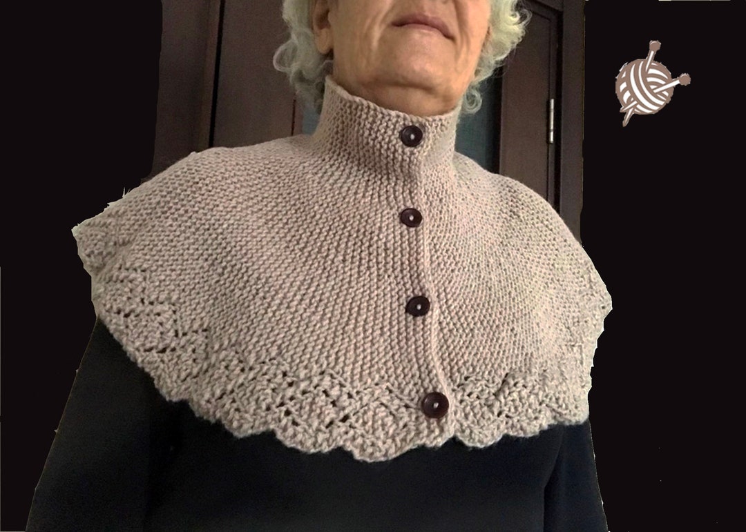 Lace Edge Capelet Knit Pattern: Buttoned Shoulder Wrap (PDF Pattern) - Etsy