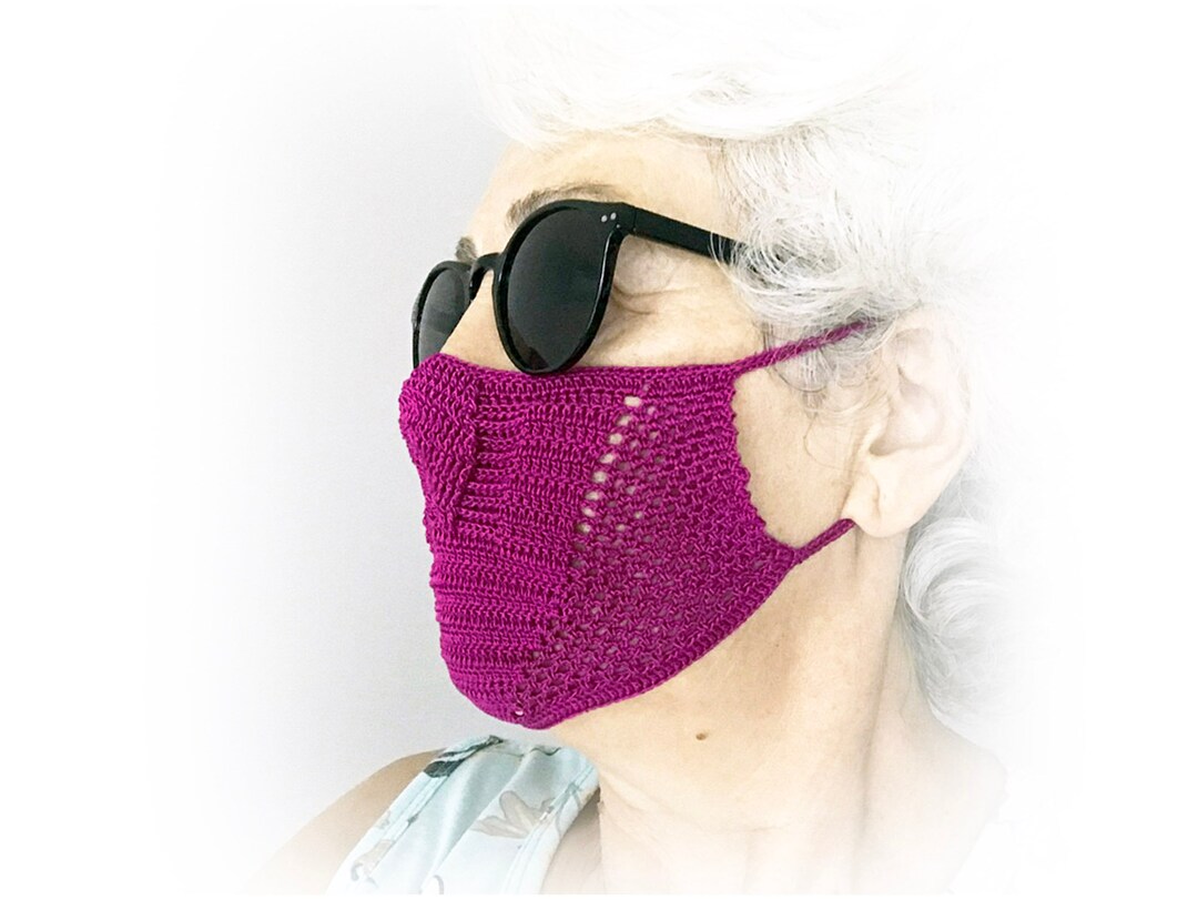 Crochet Face Mask, Crochet Pattern, Fuchsia Mask,wedding Party Face ...