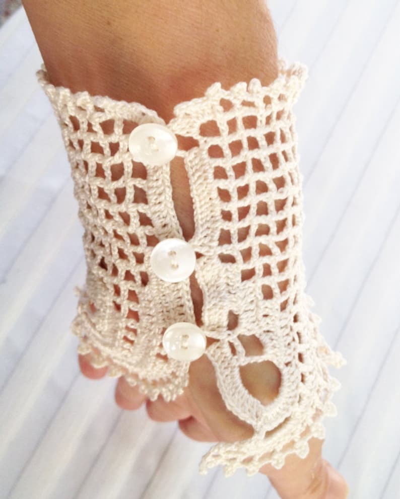 Crochet Pattern Cuff Bracelet Pattern Wedding Gloves - Etsy