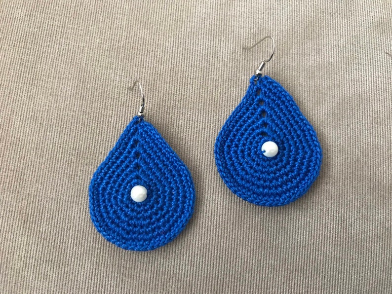 Crochet Pattern Rain Drop Earrings Earrings Pattern Pearl | Etsy