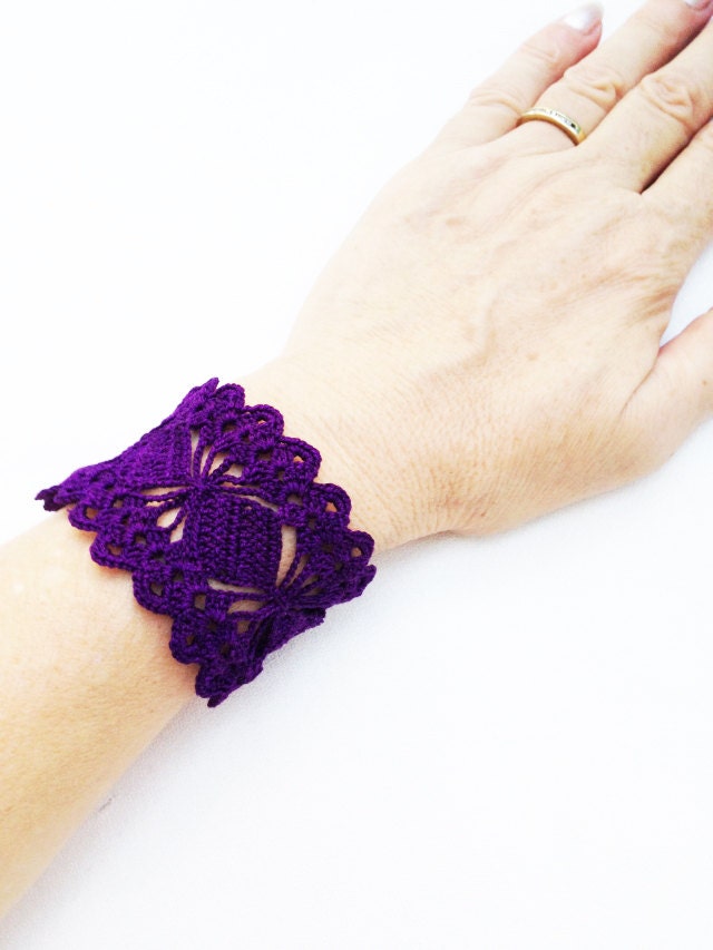 Crochet Pattern Cuff Bracelet Pattern Wrist Warmer Lace - Etsy