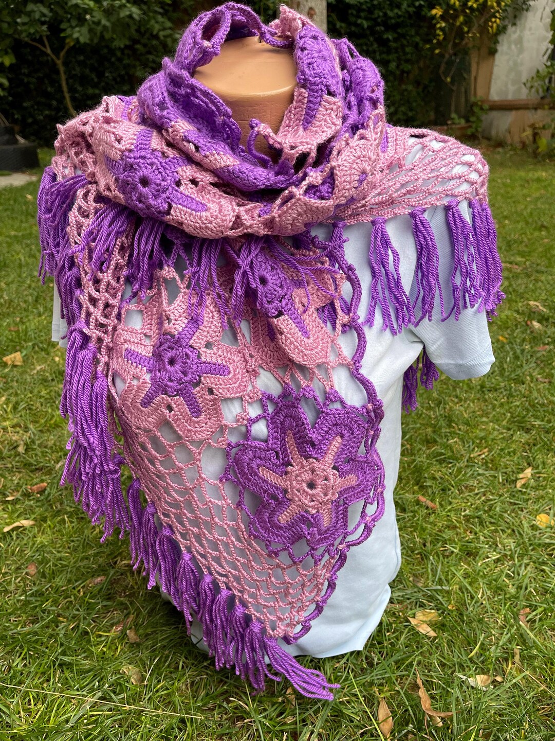 Crochet Shawl Pattern, Crochet Flower Pattern, Flowers Shawl, Women ...