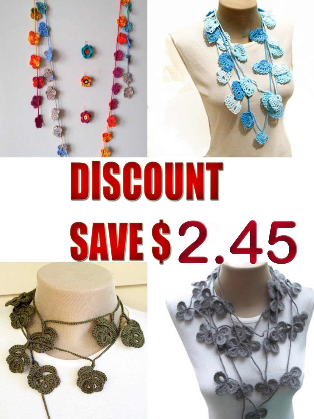 4 Scarf/lariat Patterns, Crochet Pattern, Scarf Pattern, Flowers Lariat ...