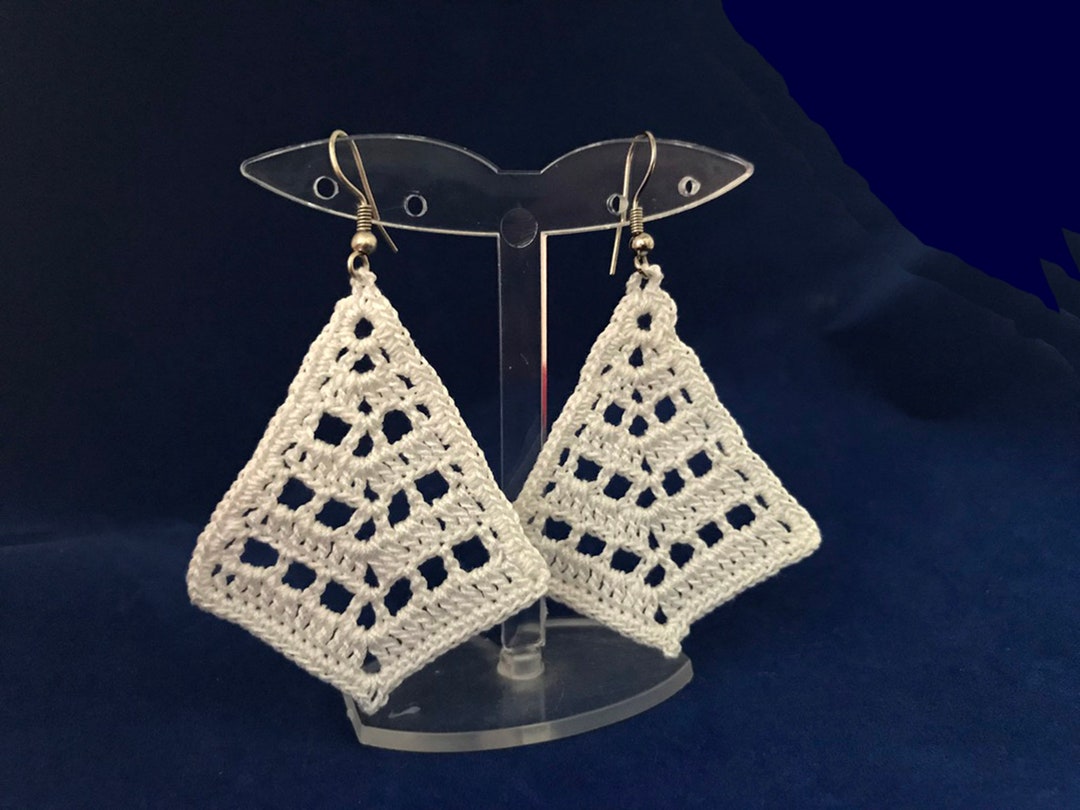 Crochet Pattern, Earrings Pattern, Pyramid Earrings, Easy Crochet ...