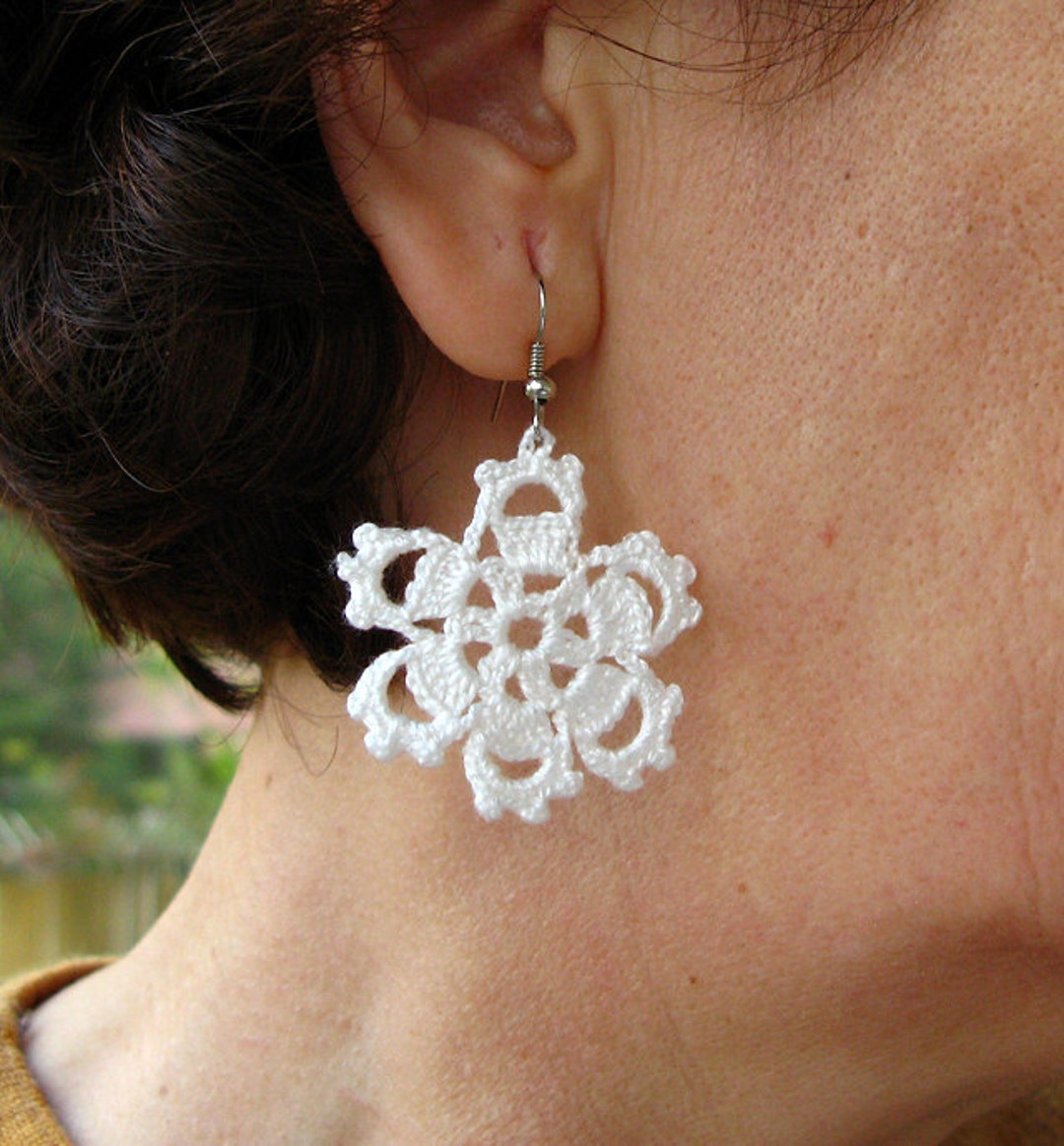 Crochet Pattern Earrings Pattern Flower Earrings Wedding - Etsy