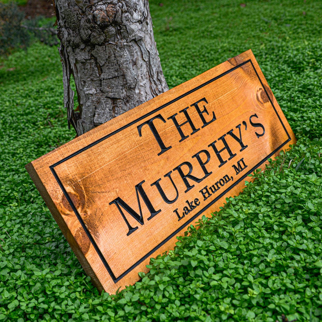 Personalized Carved Wood Sign, Rustic Cabin Sign, Custom Family Name ...