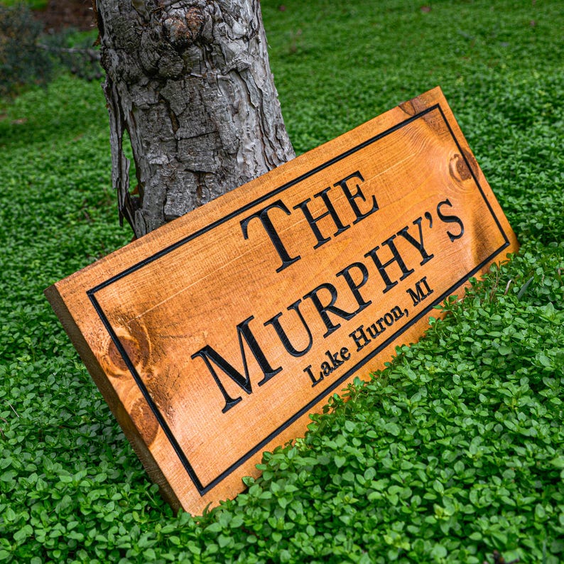 Personalized Carved Wood Sign, Rustic Cabin Sign, Custom Family Name ...