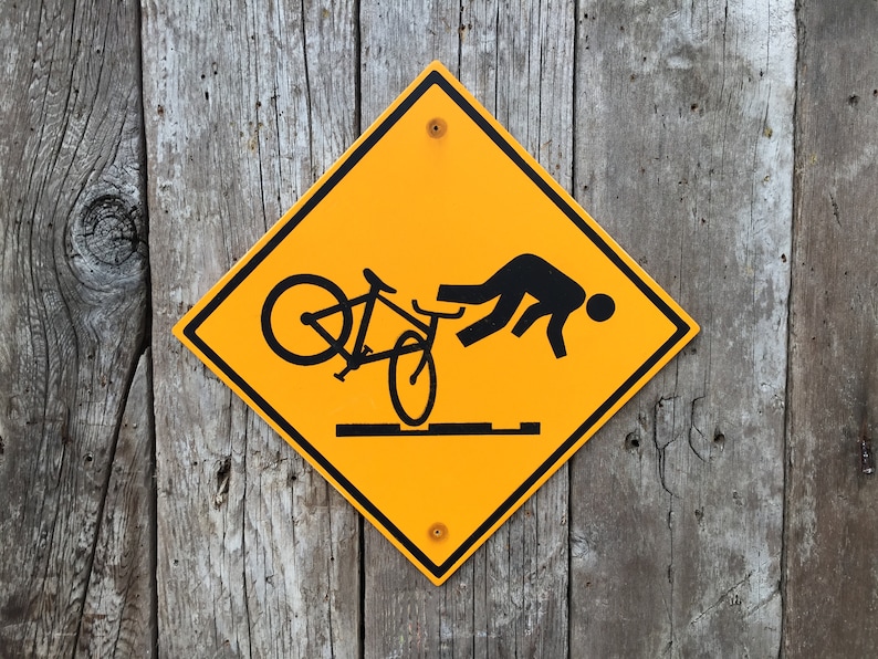 Biking Tracks Sign Crossing Sign Handmade Screen Printed | Etsy