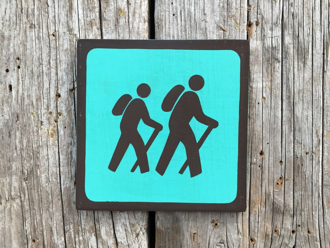 Hiking Icon Sign Handmade Screen Printed Sign National - Etsy