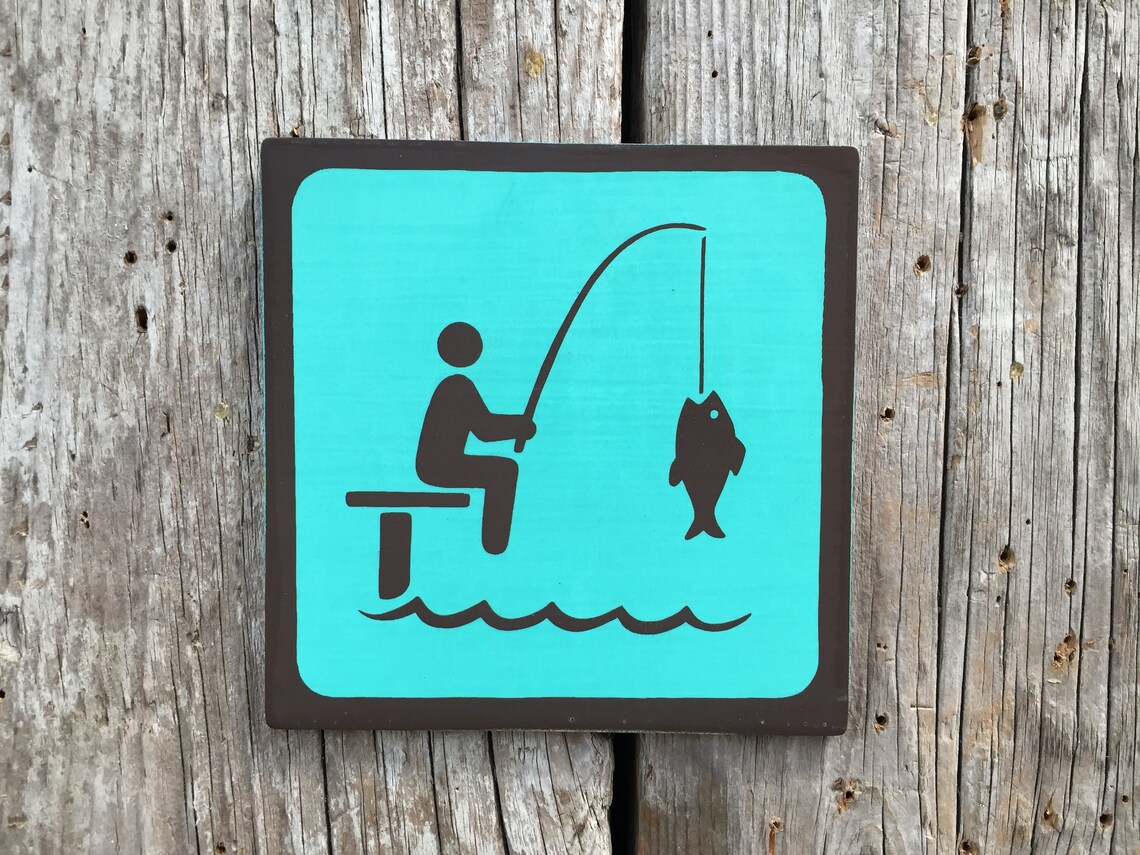 Fishing Icon Sign Handmade Screen Printed Sign National - Etsy
