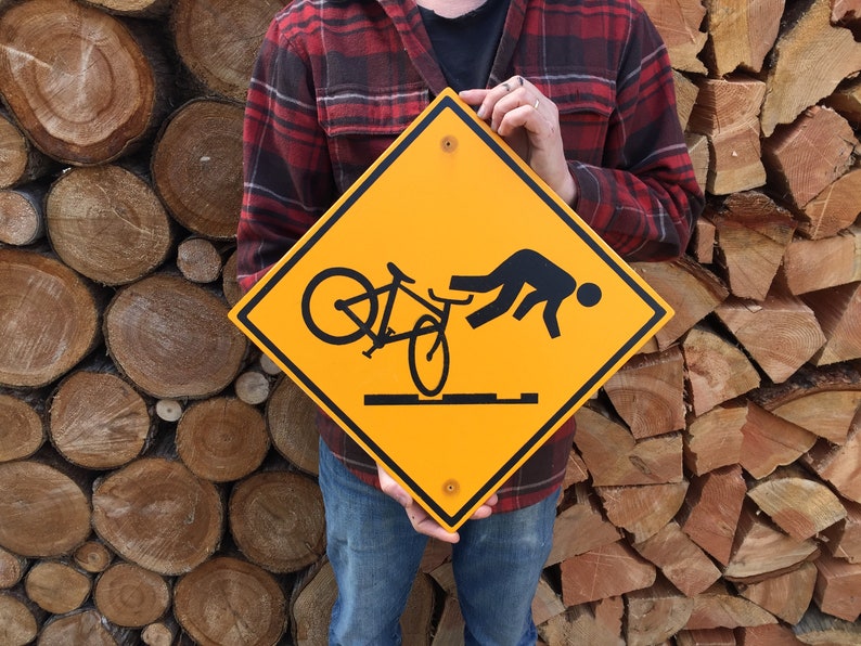 Biking Tracks Sign Crossing Sign Handmade Screen Printed | Etsy