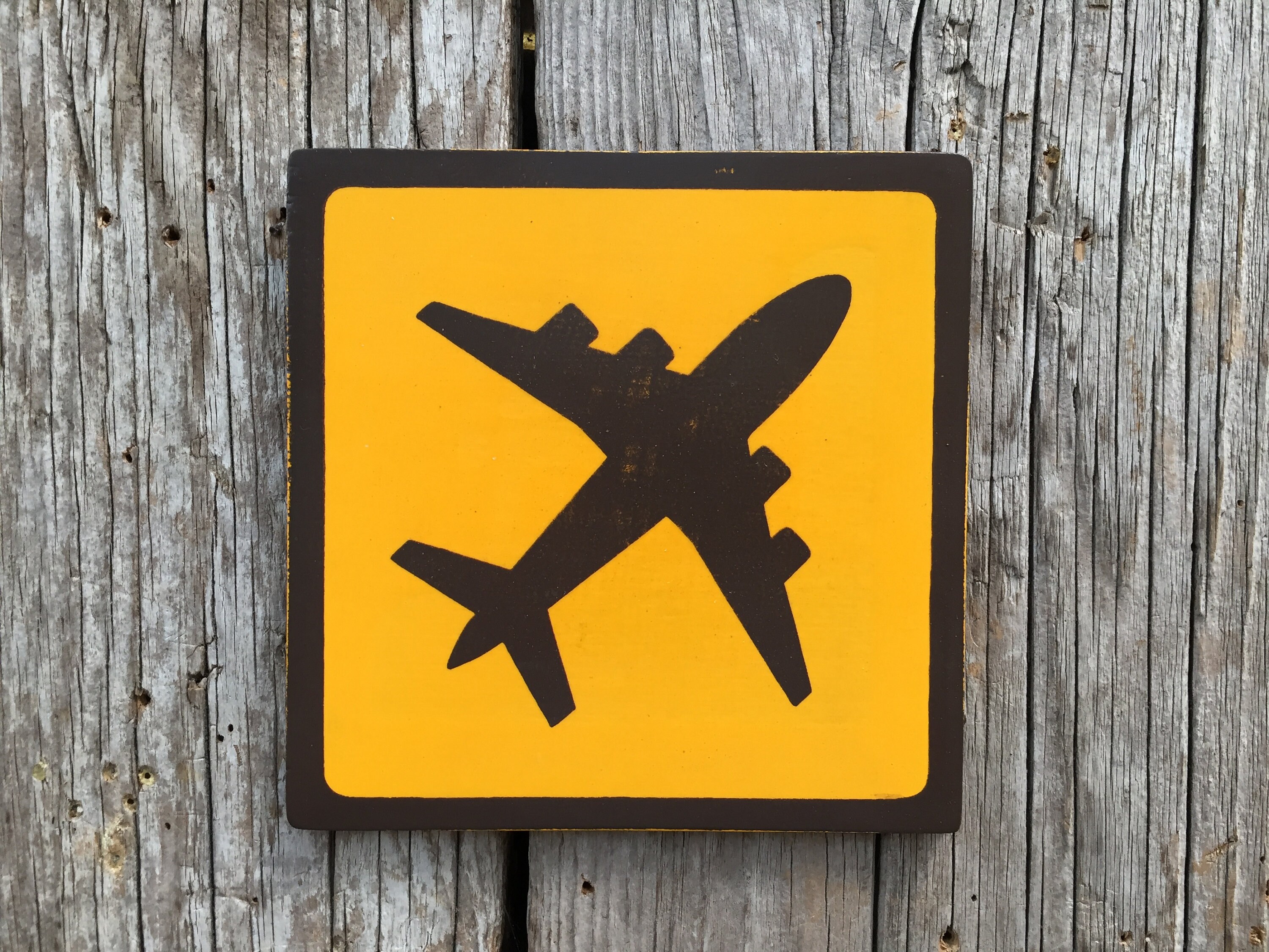 Airplane Icon Sign Handmade Screen Printed Sign Airport - Etsy Canada