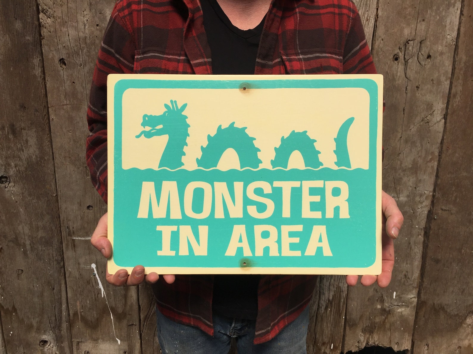 Monster in Area Sign | Handmade Screen Printed Sign | Lake Okanagan ...