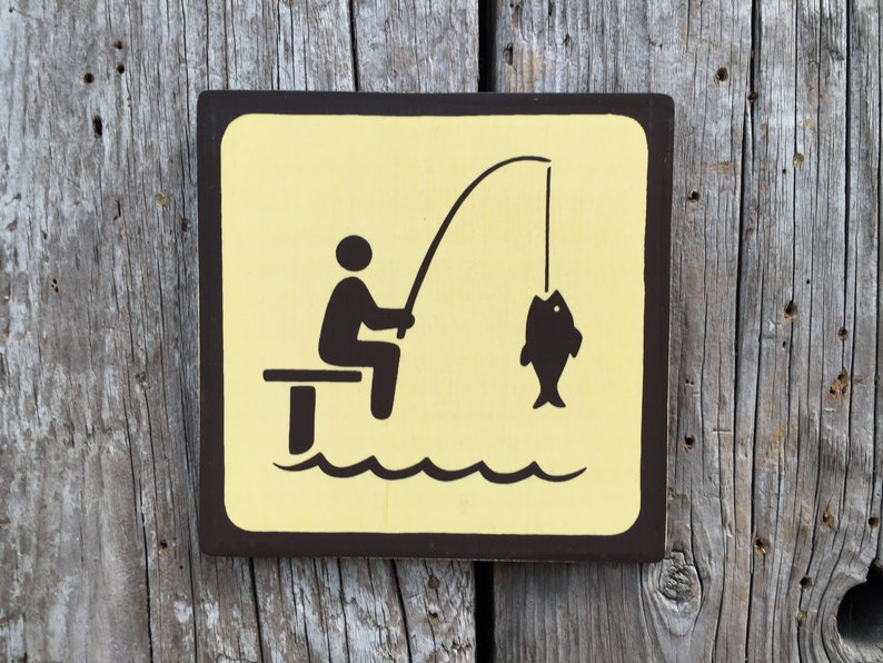 Fishing Icon Sign | Handmade Screen Printed Sign | National Park Symbol ...