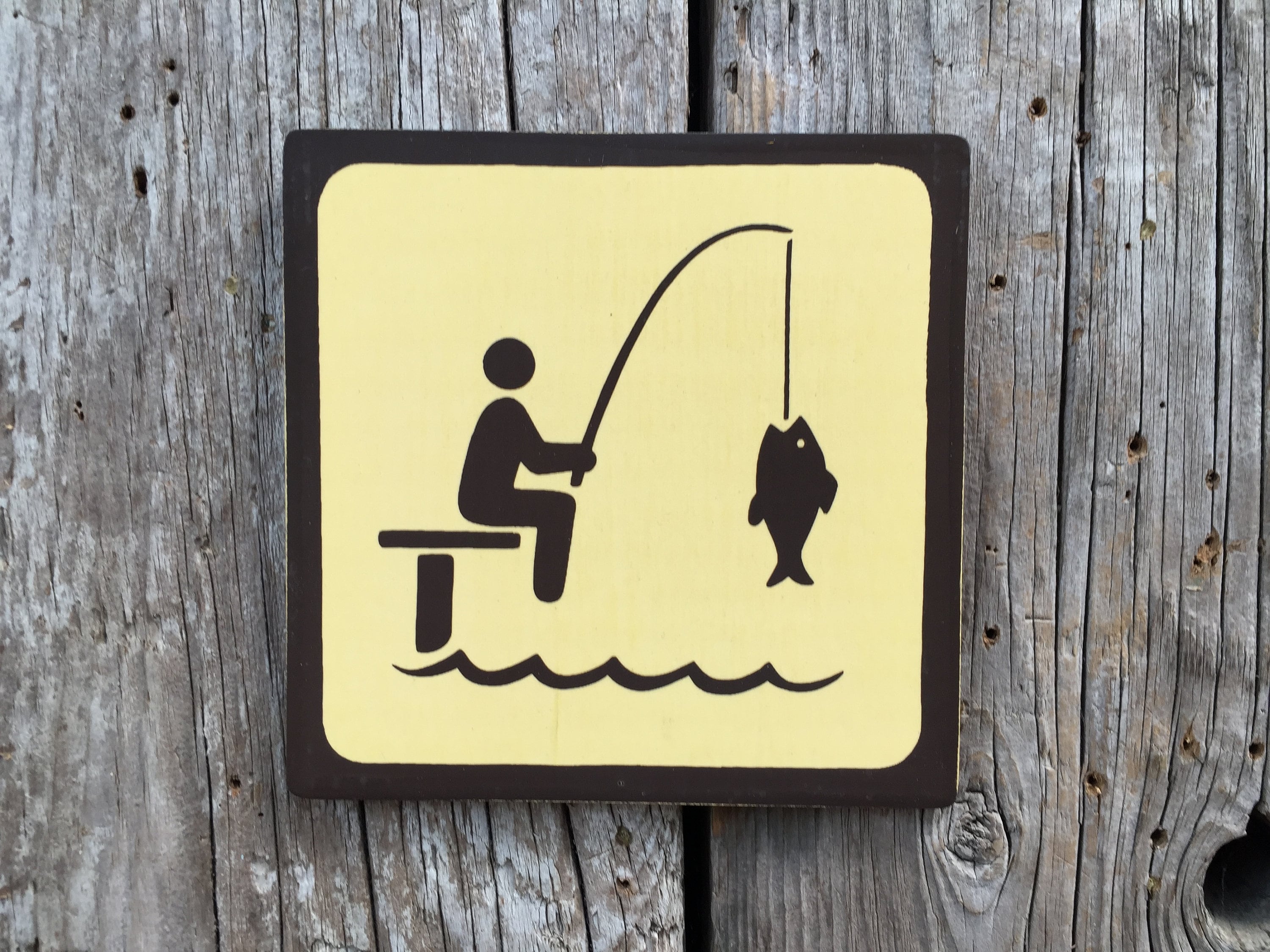 Fishing Icon Sign | Handmade Screen Printed Sign | National Park Symbol ...