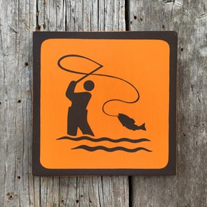 Fly Fishing Icon Sign | Handmade Screen Printed Sign | National Park ...
