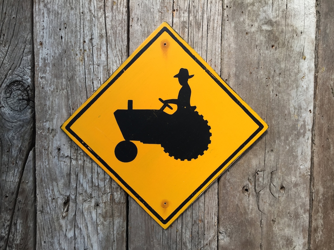 Farm Tractor Sign | Handmade Screen Printed Sign | Highway Road Sign ...