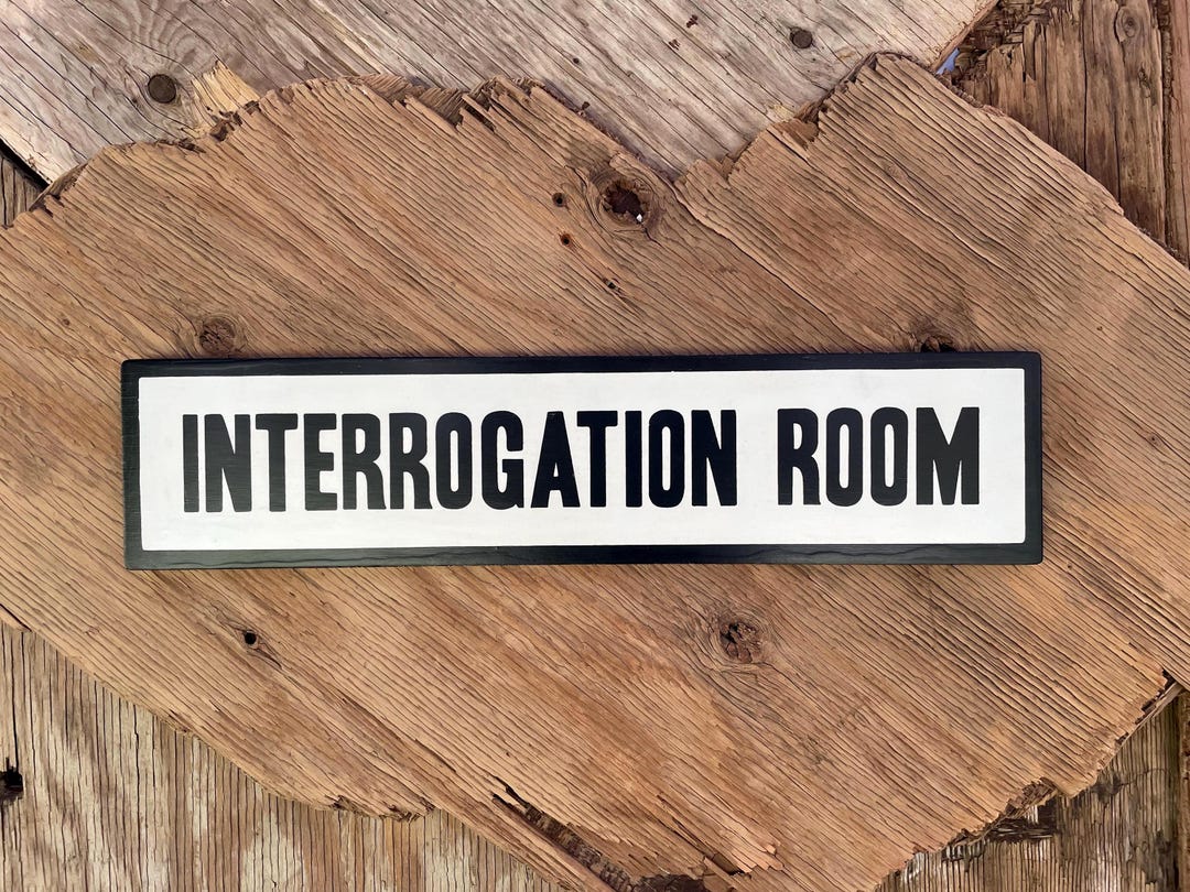 INTERROGATION ROOM Sign | Funny Office or Bathroom Sign | Black and ...