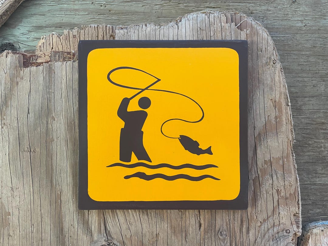 FLY FISHING Pictogram/symbol/icon Sign | Handmade | National Park Style ...