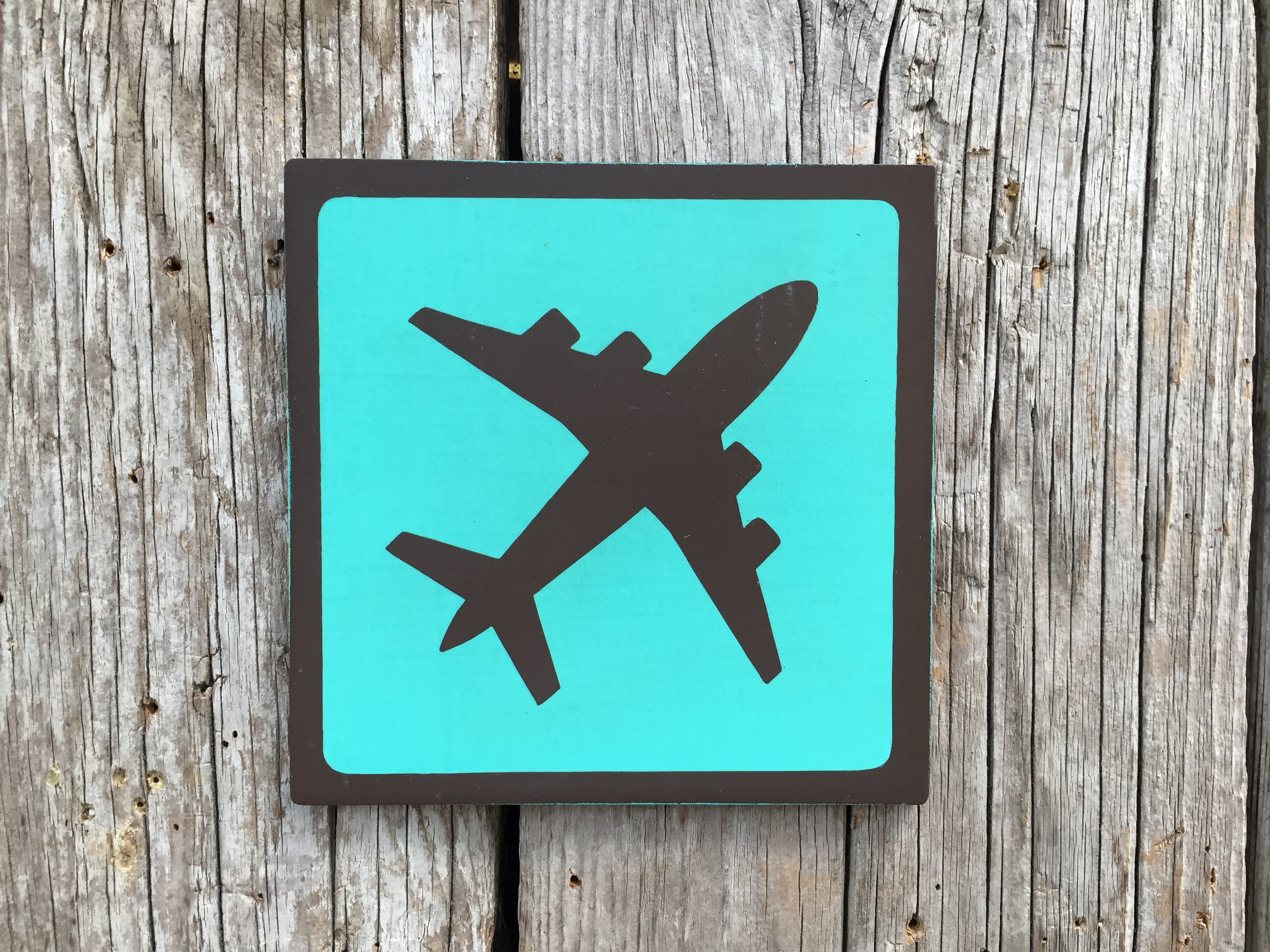 Airplane Icon Sign Handmade Screen Printed Sign Airport - Etsy Canada