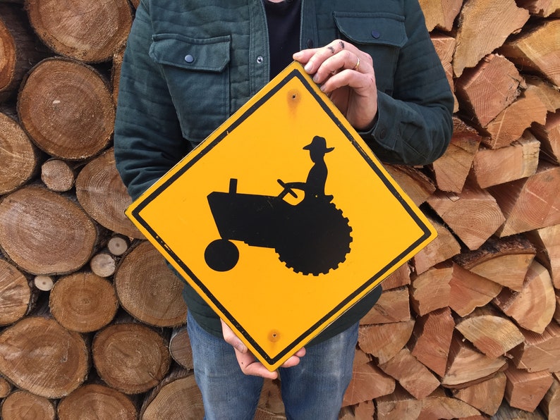 Farm Tractor Sign Handmade Screen Printed Sign Highway | Etsy