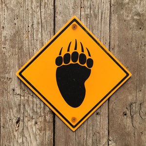 Grizzly Bear Claw Sign | Handmade Screen Printed Sign | Trail Sign ...