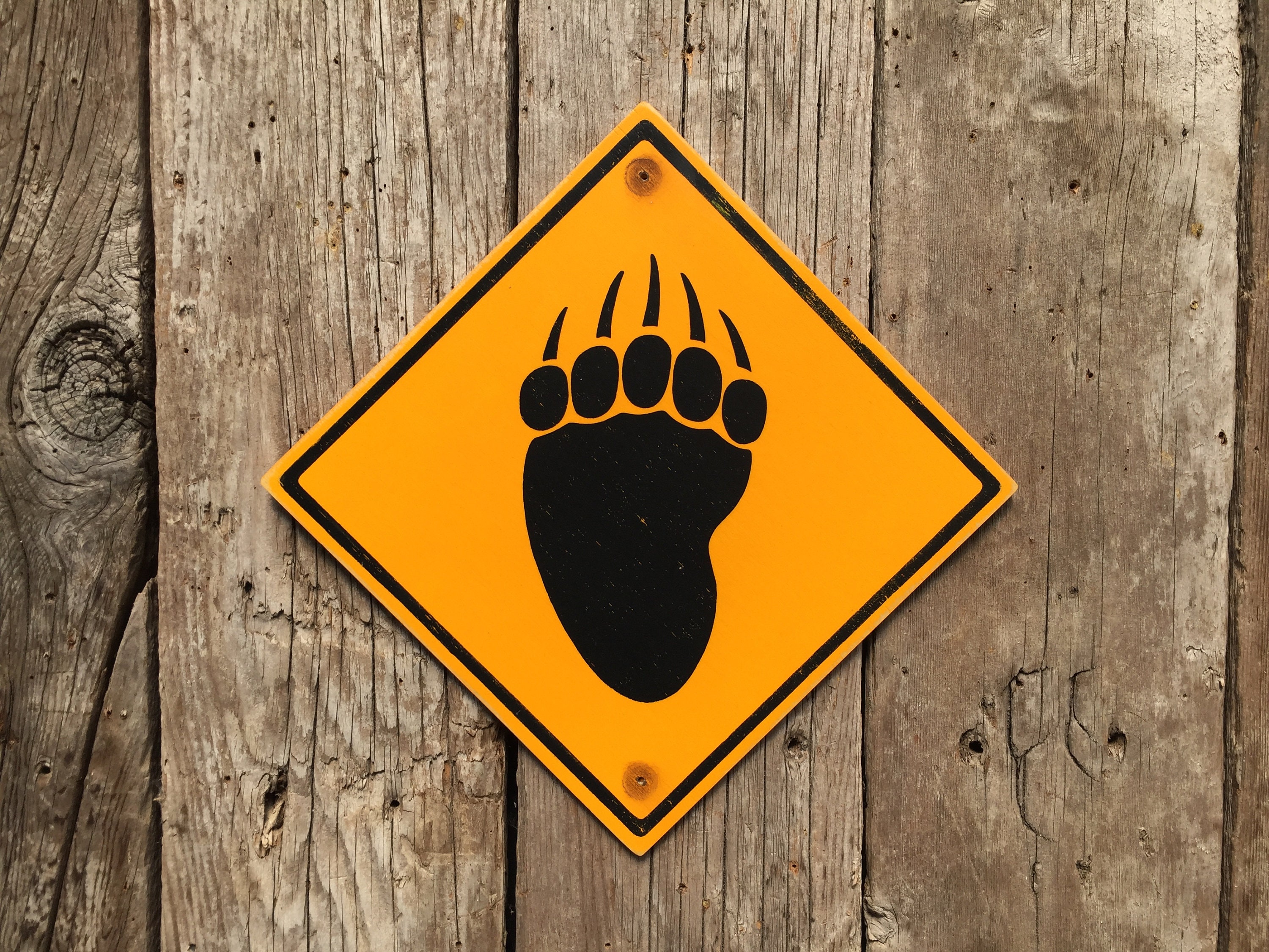 Grizzly Bear Claw Sign Handmade Screen Printed Sign Trail | Etsy