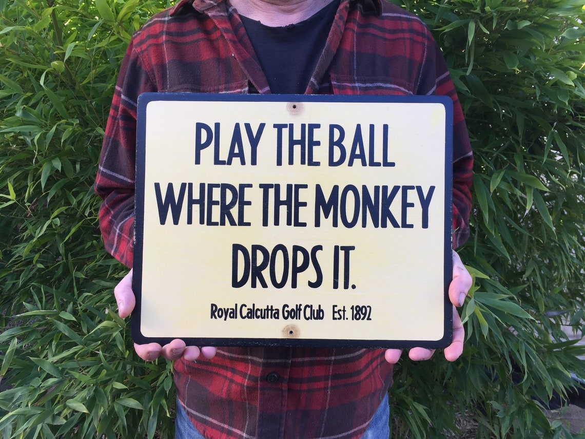 Monkey Golf Sign Handmade Screen Printed Sign Historical | Etsy