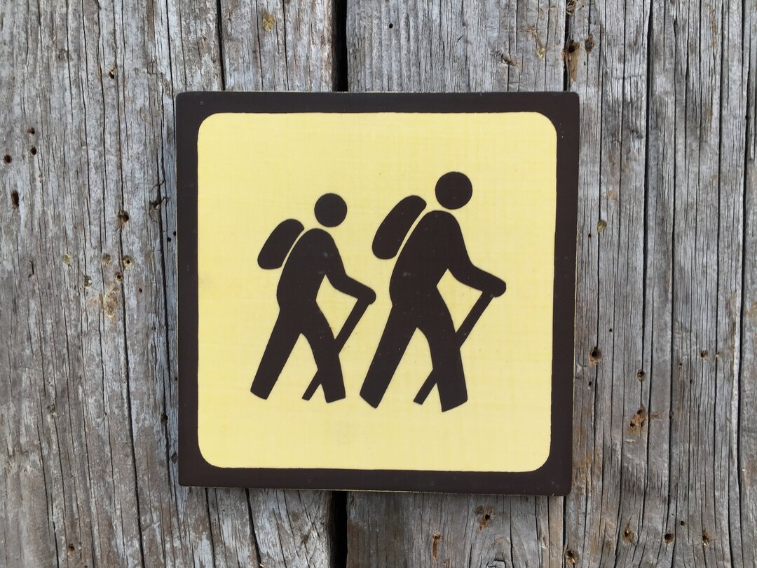 Hiking Icon Sign | Handmade Screen Printed Sign | National Park Symbol ...