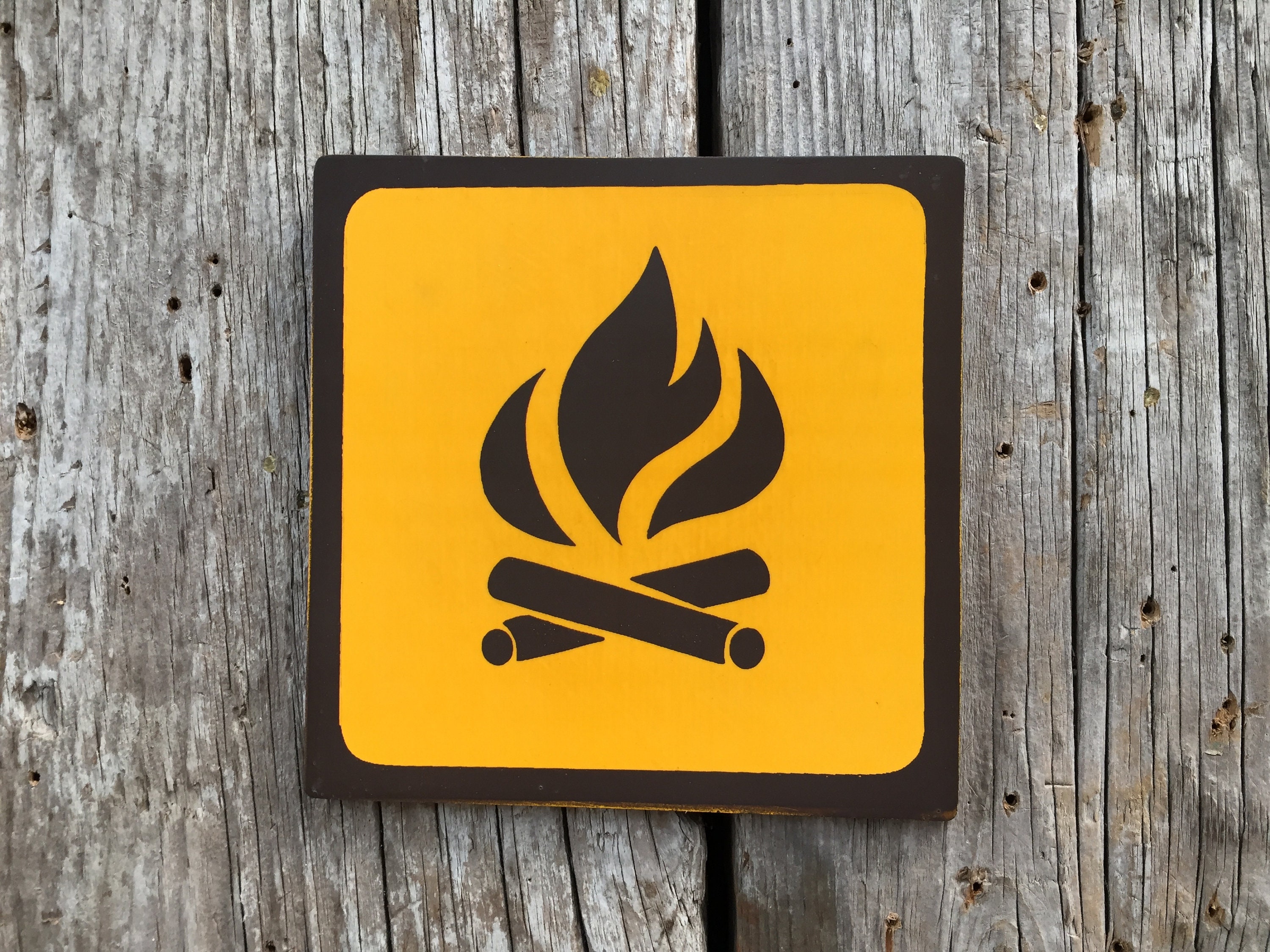 Campfire Icon Sign Handmade Screen Printed Sign National | Etsy