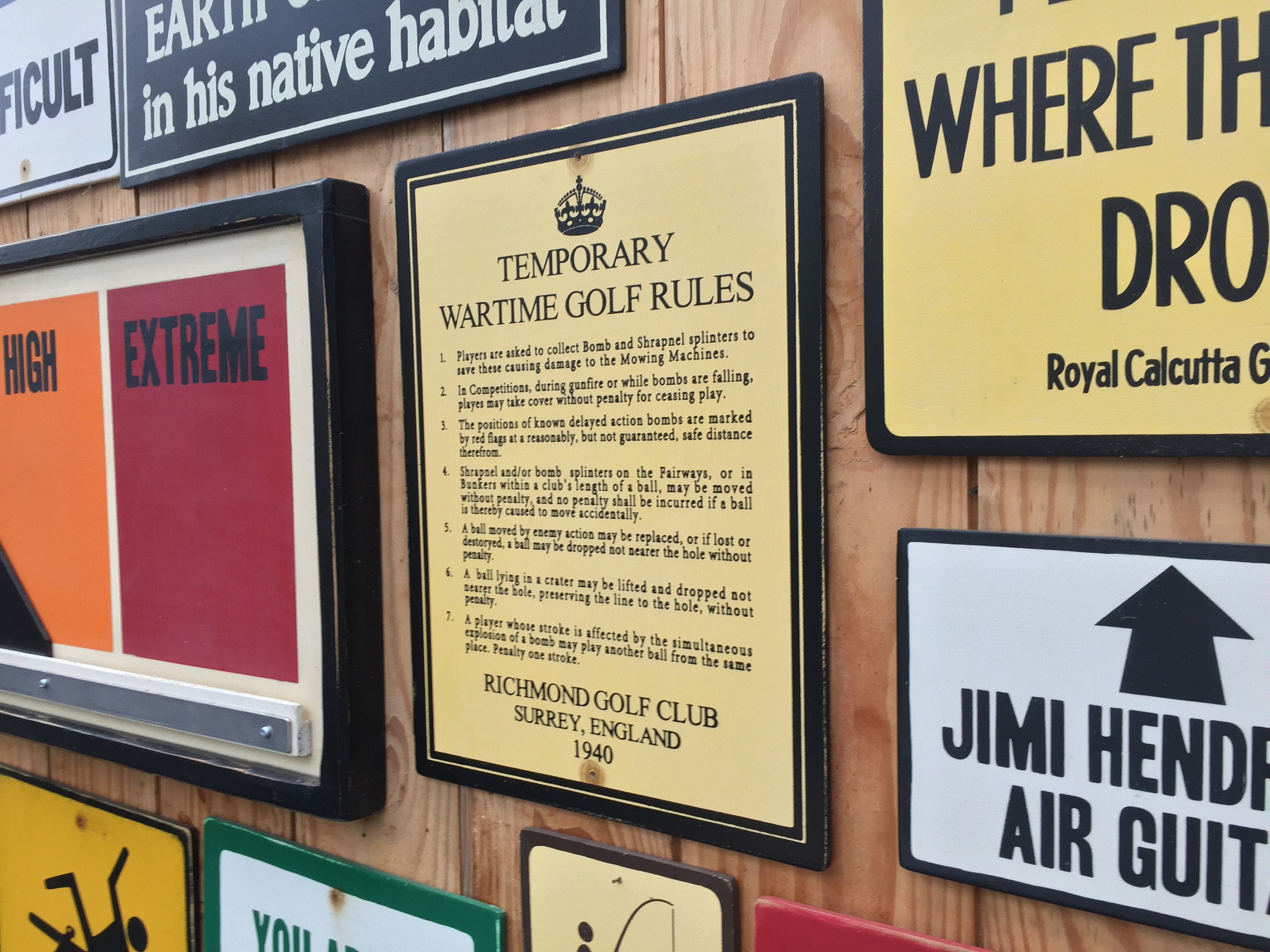 WWII temporary Wartime Golf Rules Sign Handmade | Etsy