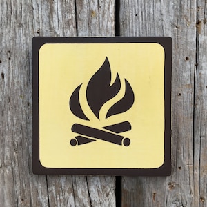 Campfire Icon Sign | Handmade Screen Printed Sign | National Park ...