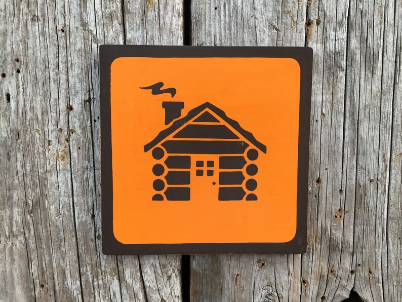 Cabin Icon Sign | Handmade Screen Printed Sign | National Park Symbol ...