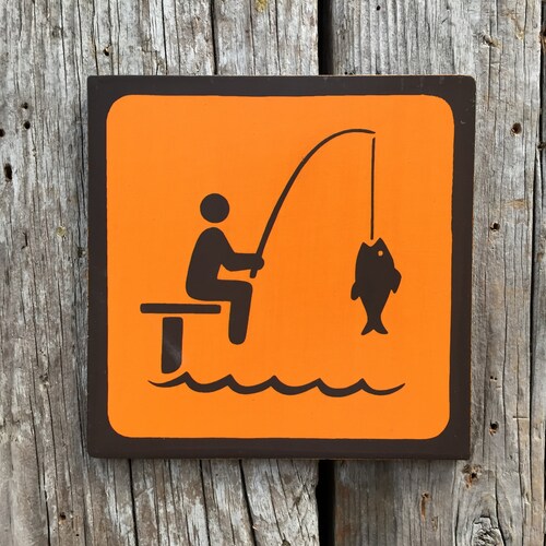 Fishing Icon Sign Handmade Screen Printed Sign National - Etsy