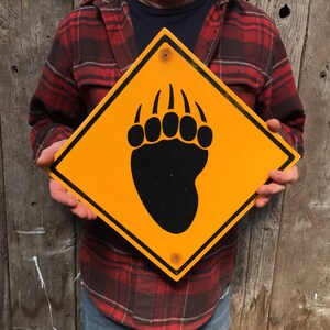 Grizzly Bear Claw Sign | Handmade Screen Printed Sign | Trail Sign ...