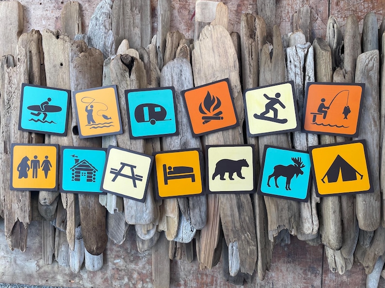 Kayaking Icon Sign | Handmade Screen Printed Sign | National Park ...